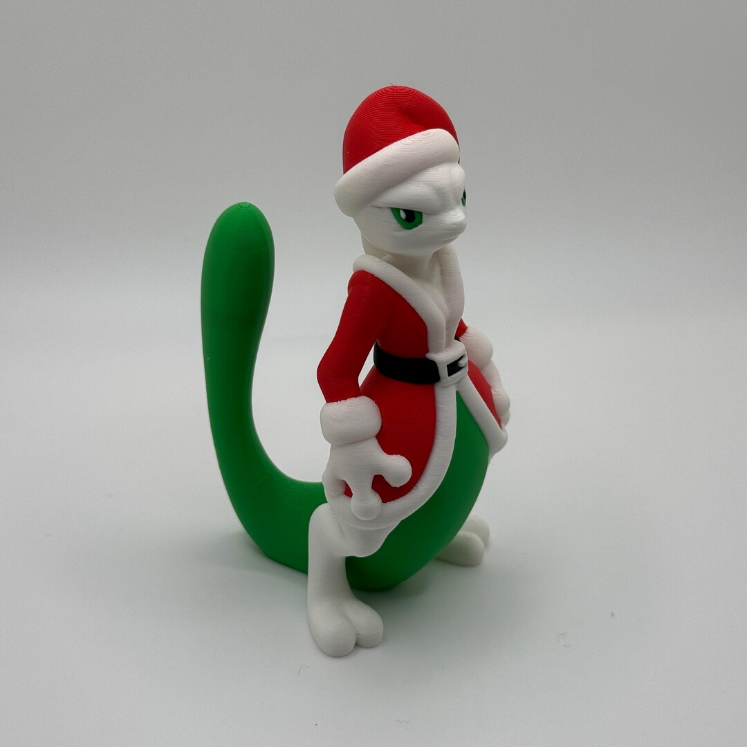 Shiny Mewtwo Pokémon Figurine in Santa Costume 3D Printed – Festive ...