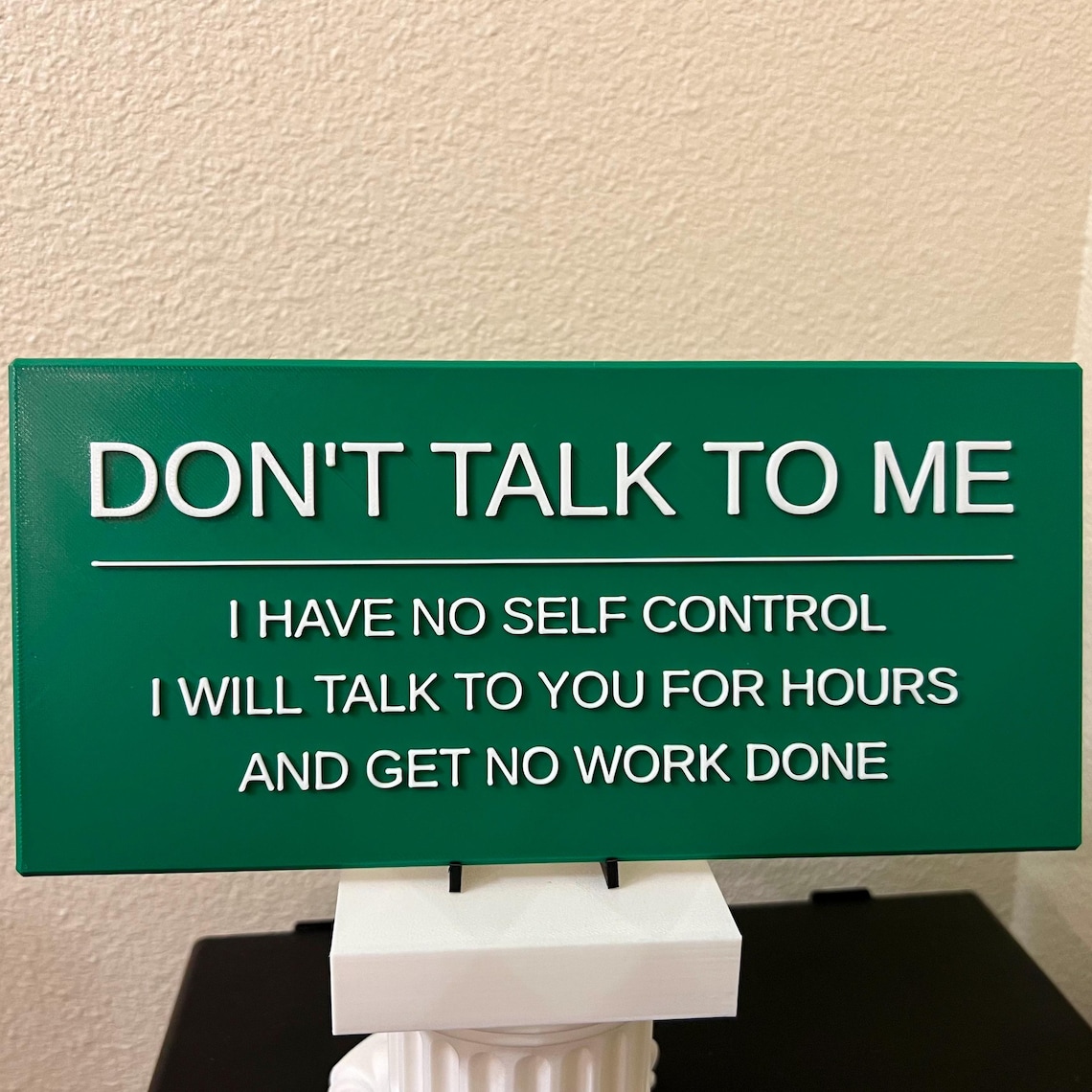Don't Talk to Me I Have No Self Control Desk Door Sign Custom Colors ...