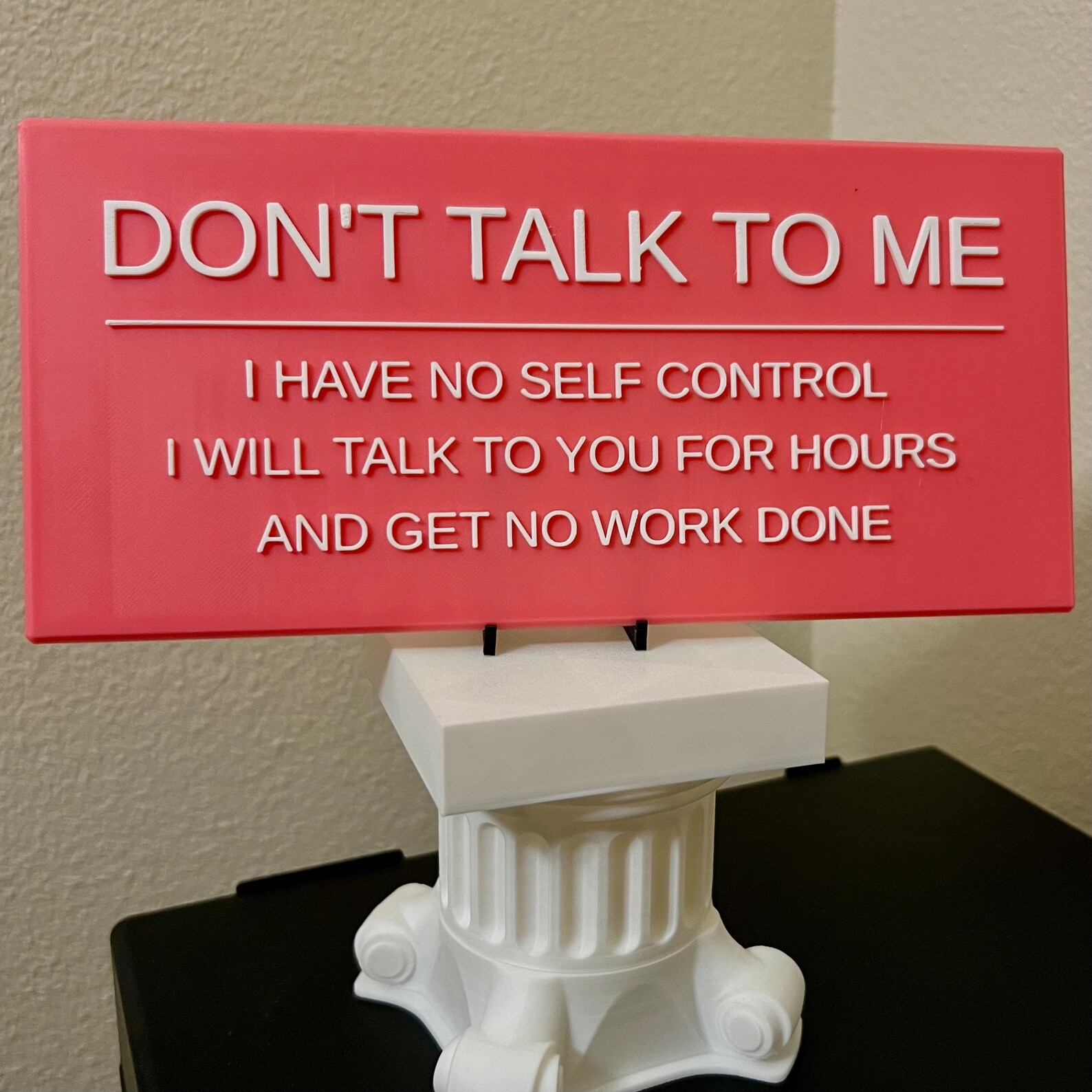 Don't Talk to Me I Have No Self Control Desk Door Sign Custom Colors ...