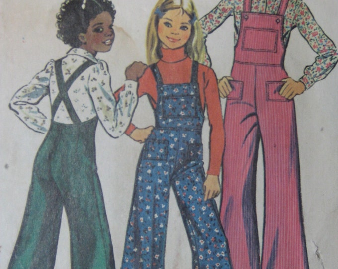 Simplicity 6125, 1970s Girls' Bell Bottom Overalls - Etsy