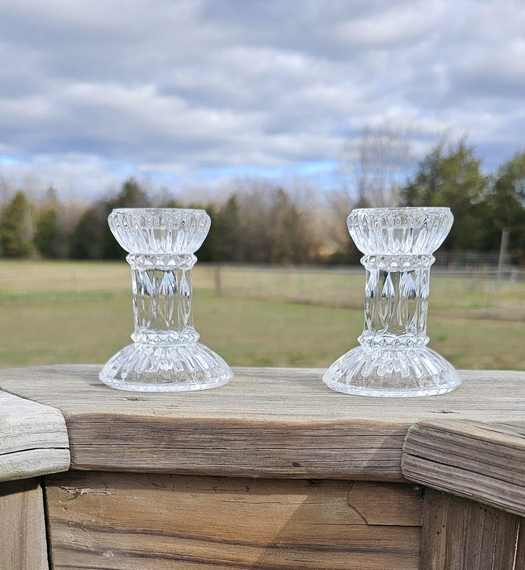 Vintage Pair of Mikasa Glass Jubilation Clear Crystal Candlestick ...