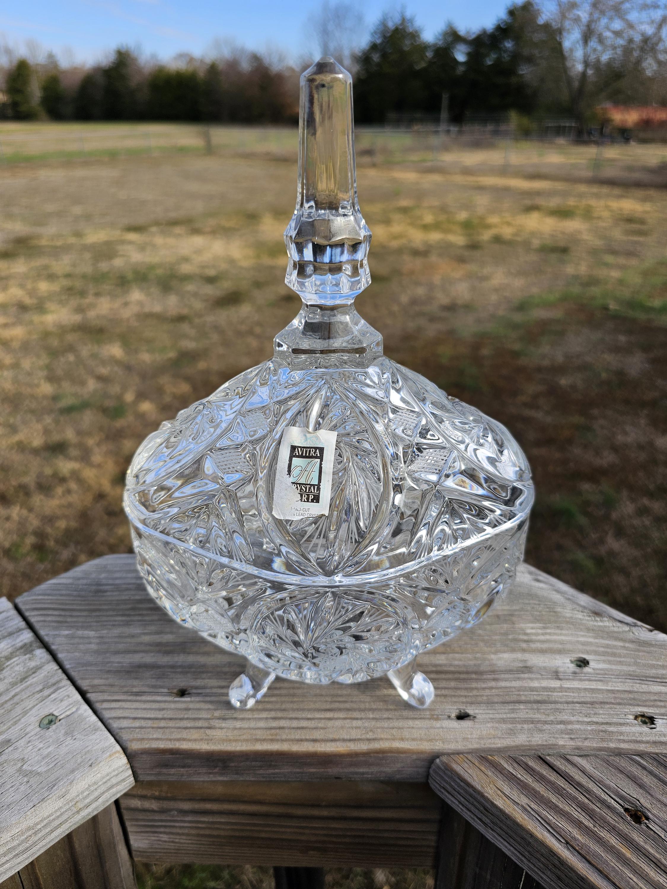 Vintage Lead Crystal Avitra Made in Poland Cut Glass Pinwheel Pattern ...