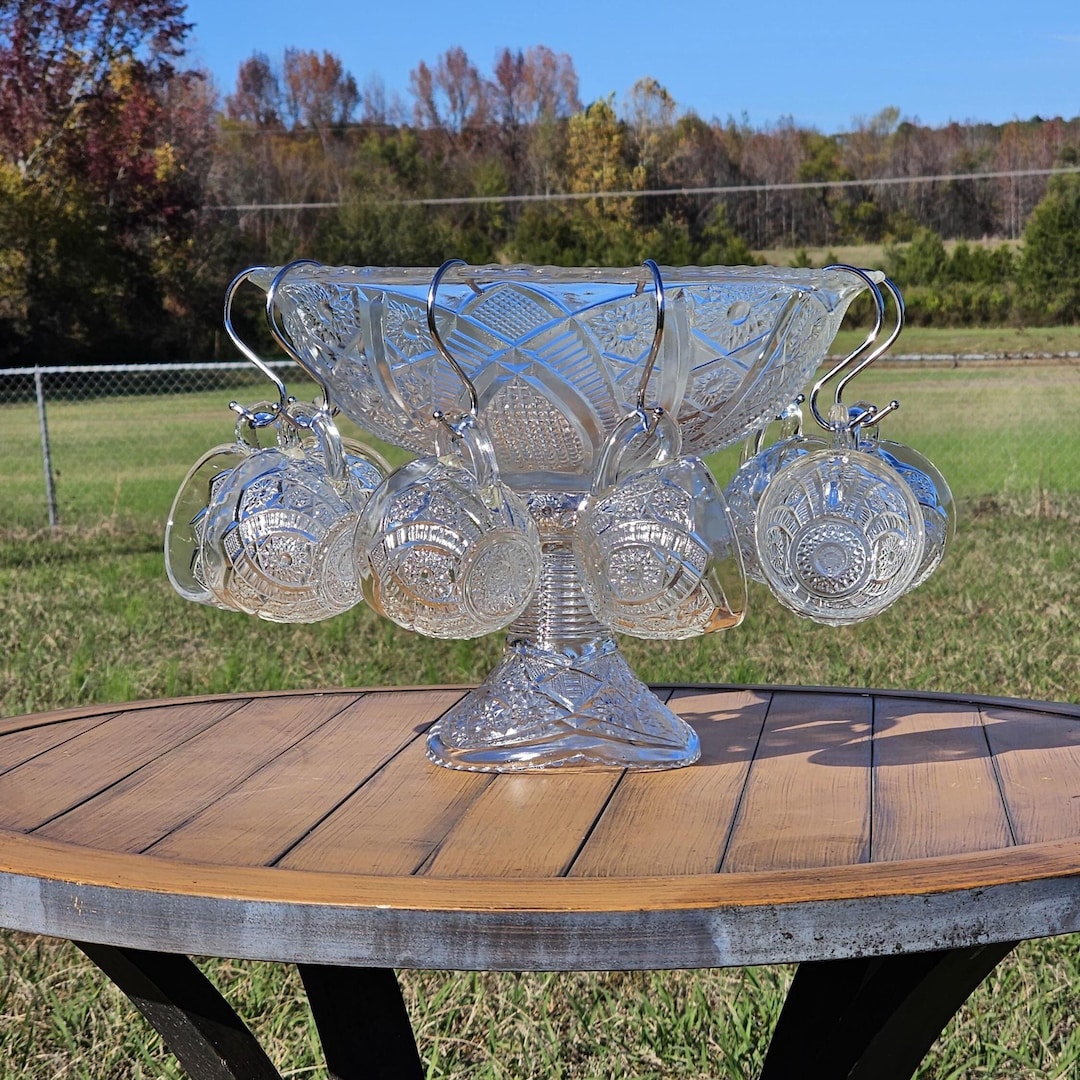 Vintage Yorktown Thatcher Mckee 12 Piece Pedestal Pressed Cut Glass ...