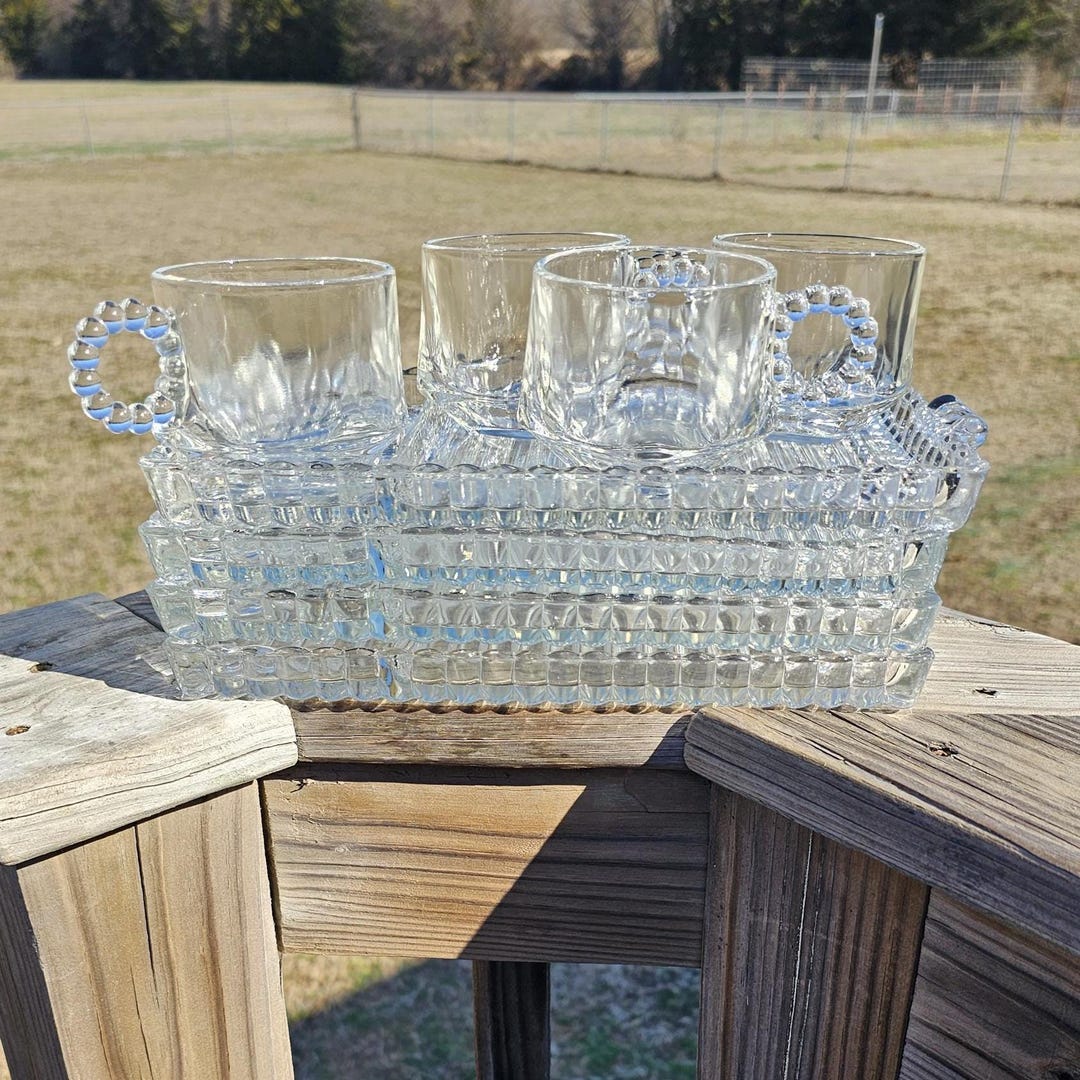 Vintage Mid Century Hazel Atlas Hobnail Orchard Ball and Rib Clear ...