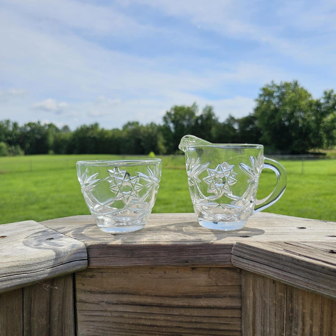 Vintage Anchor Hocking Prescut Star of David Sugar and Creamer Set - Etsy