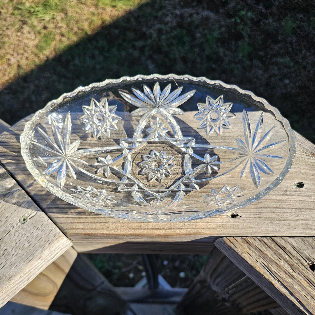 Vintage Anchor Hocking Oval Glass Dish: Hobstar and Fan Pattern - Etsy