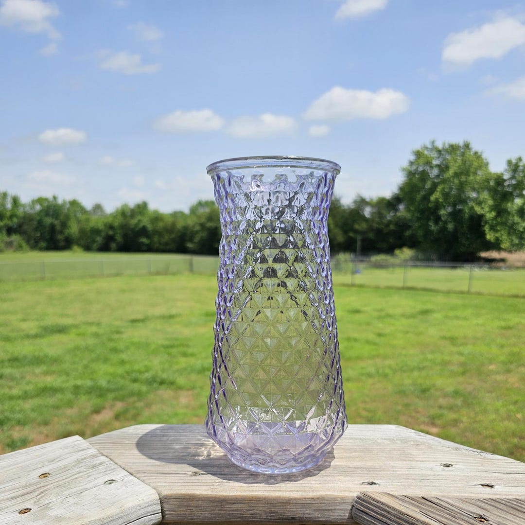 Vintage Paula DPS Art Glass Purple Diamond Pineapple Glass Vase ...