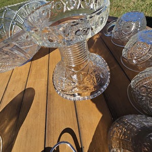 Vintage Yorktown Thatcher Mckee 12 Piece Pedestal Pressed Cut Glass ...