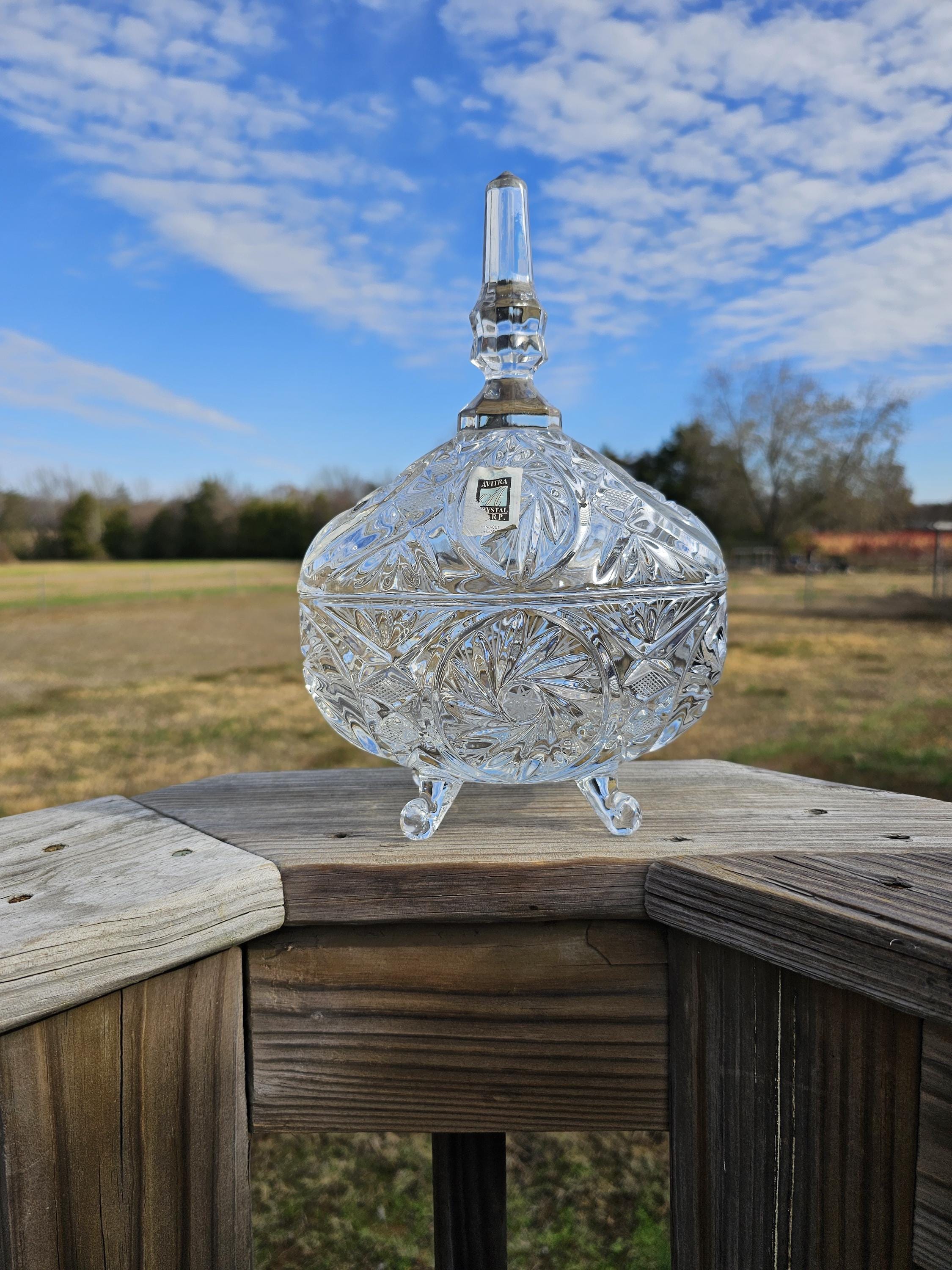 Vintage Lead Crystal Avitra Made in Poland Cut Glass Pinwheel Pattern ...