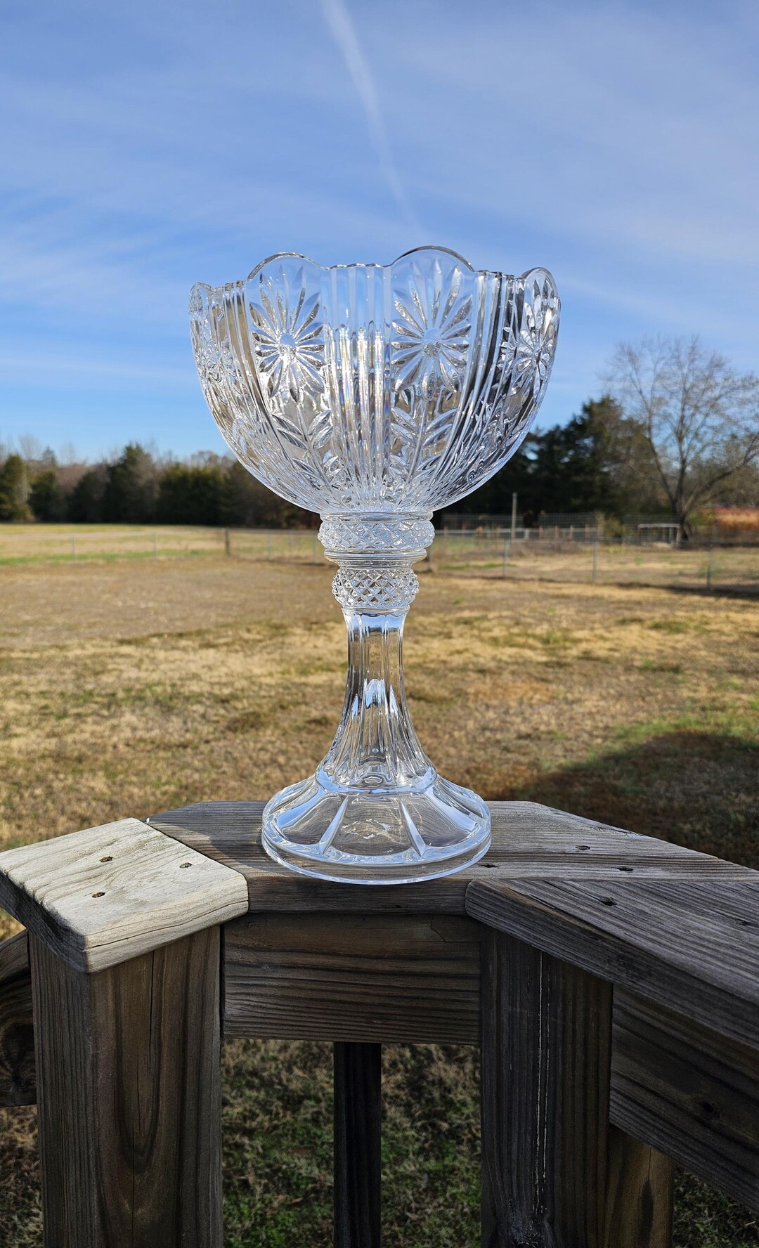Vintage Godinger Shannon Lead Crystal Compote Pedestal Centerpiece Bowl ...