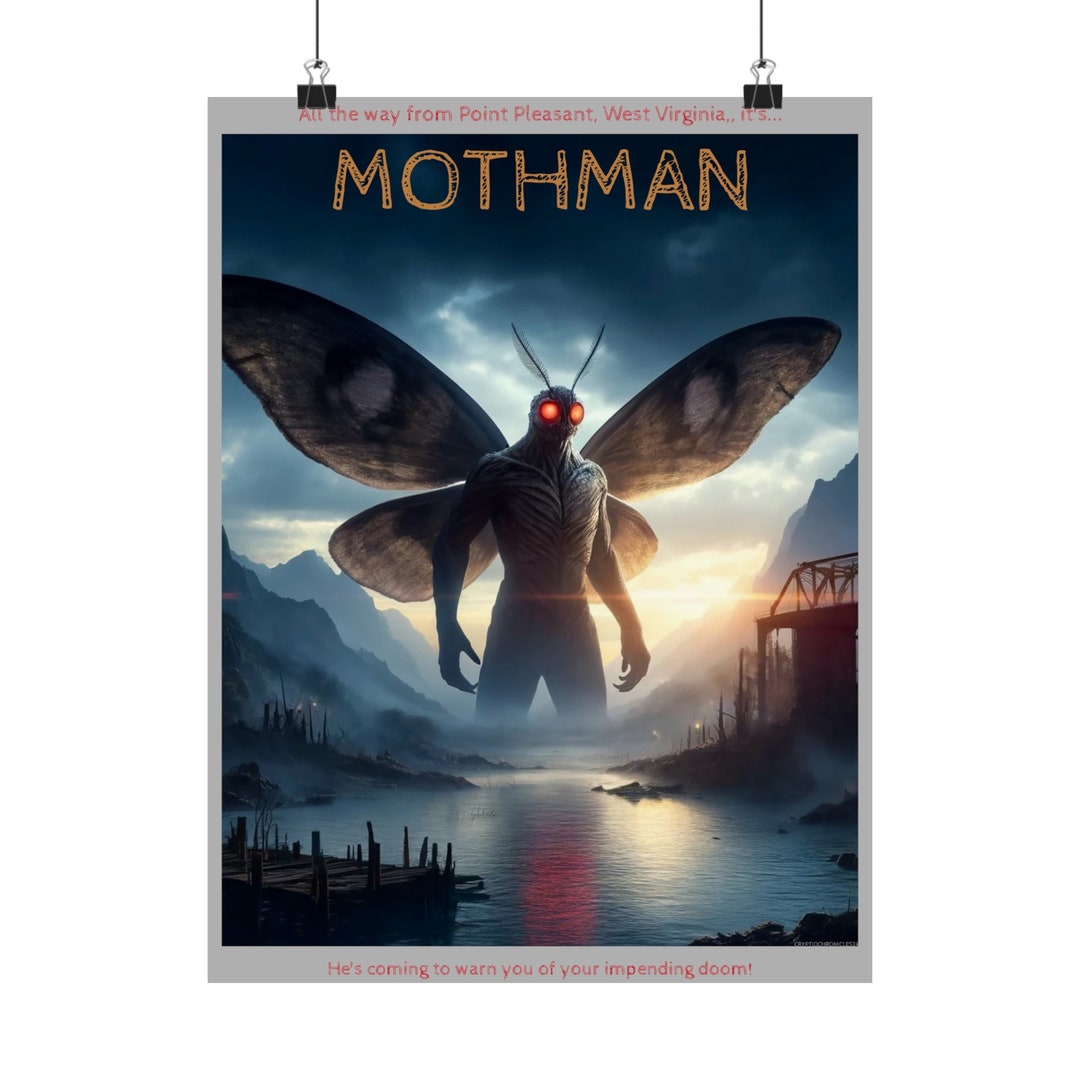 Mothman Vertical Poster Cryptidcore Paranormal Urban Legend Mythical ...