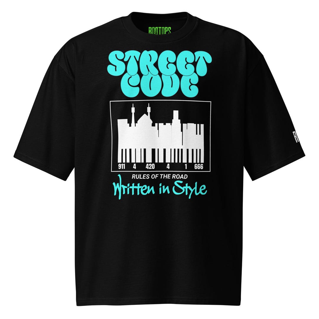 Street Code Oversized Heavyweight T-shirt, Urban T-shirts, Streetwear ...