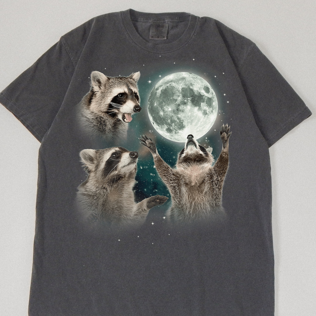 Three Raccoons Vintage Graphic T-shirts, Retro Raccoon Moon T-shirt ...