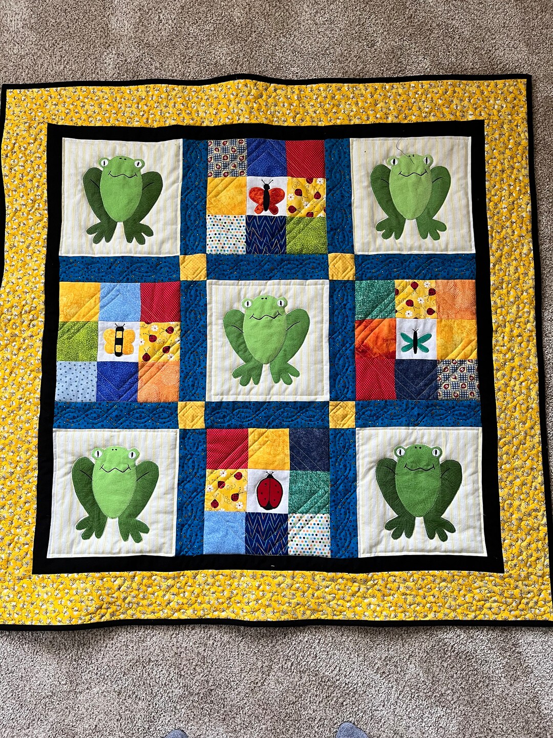 Appliquéd Frog Baby Quilt - Etsy