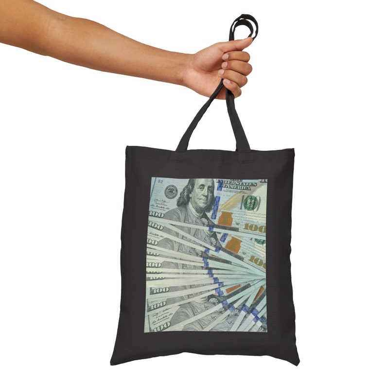 Old Money Print Cotton Canvas Tote Bag With Double-sided Print in 15 ...