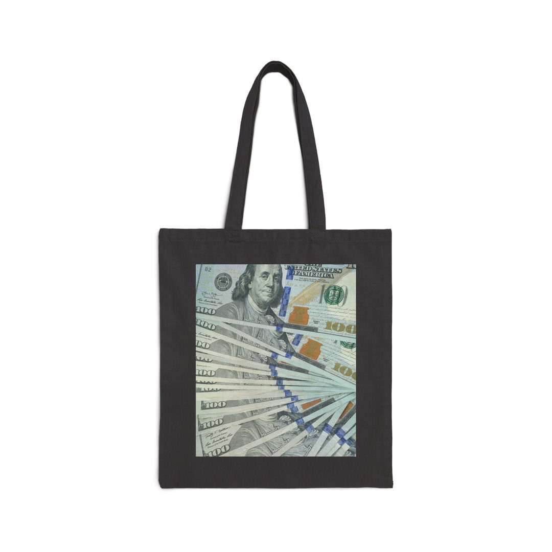 Old Money Print Cotton Canvas Tote Bag With Double-sided Print in 15 ...