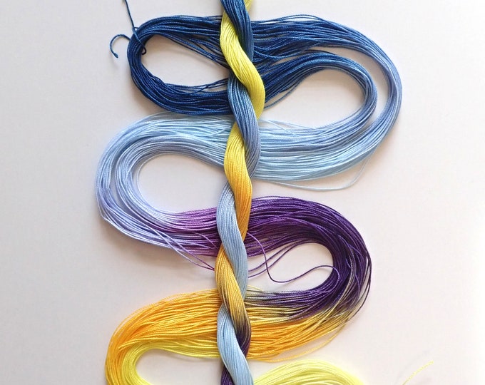 Size 80 brilliant Sunset Hand Dyed Thread Tatting Crochet Cotton 6 Cord ...