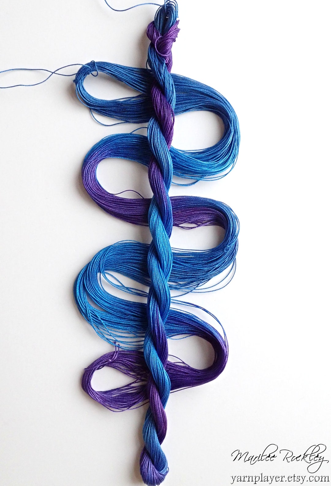 Size 20 larkspur Hand Dyed Thread 6 Cord Cordonnet Tatting Crochet ...