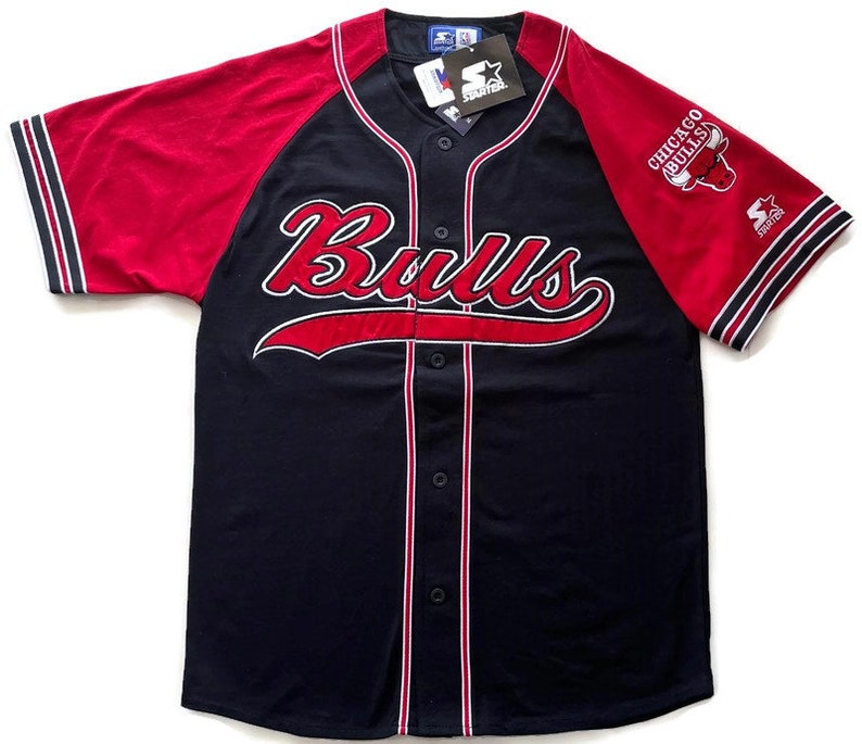 Vintage Chicago Bulls Baseball Style Jersey - 90s Men's Shirt - Old ...