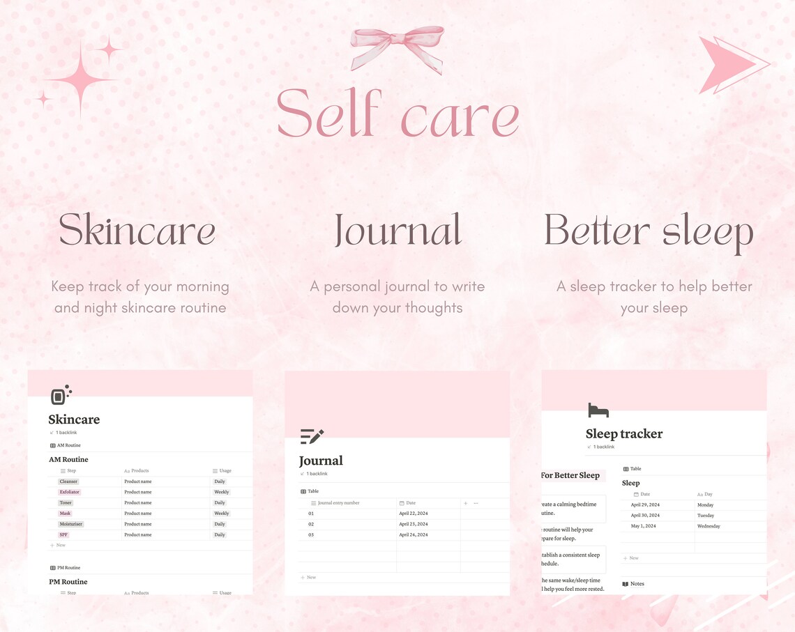 Pink Dashboard Template for Notion | All in One Life Planner, Student ...