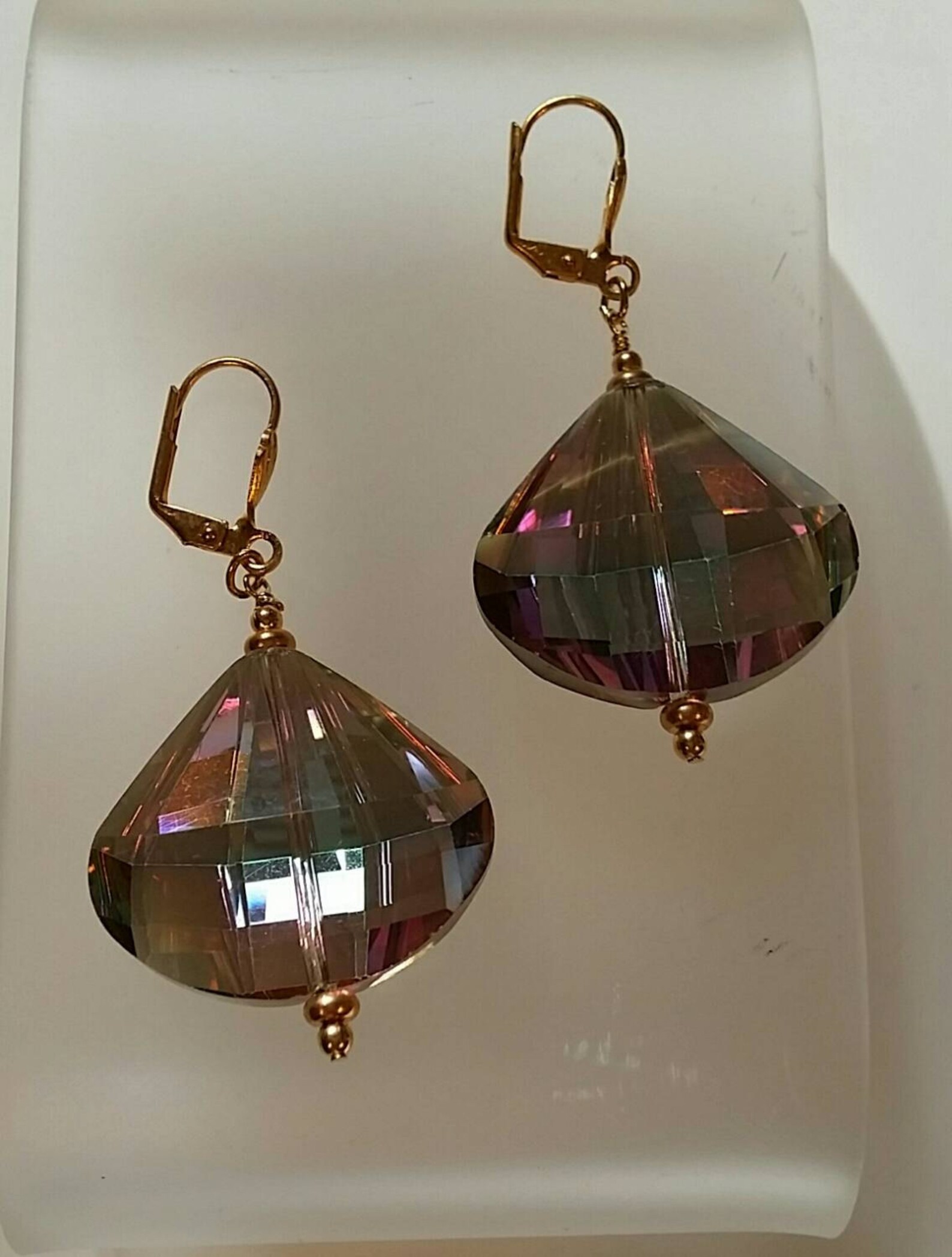 Vibrant Crystal Drop Earrings on Gold Hypoallergenic Leverbacks - Etsy