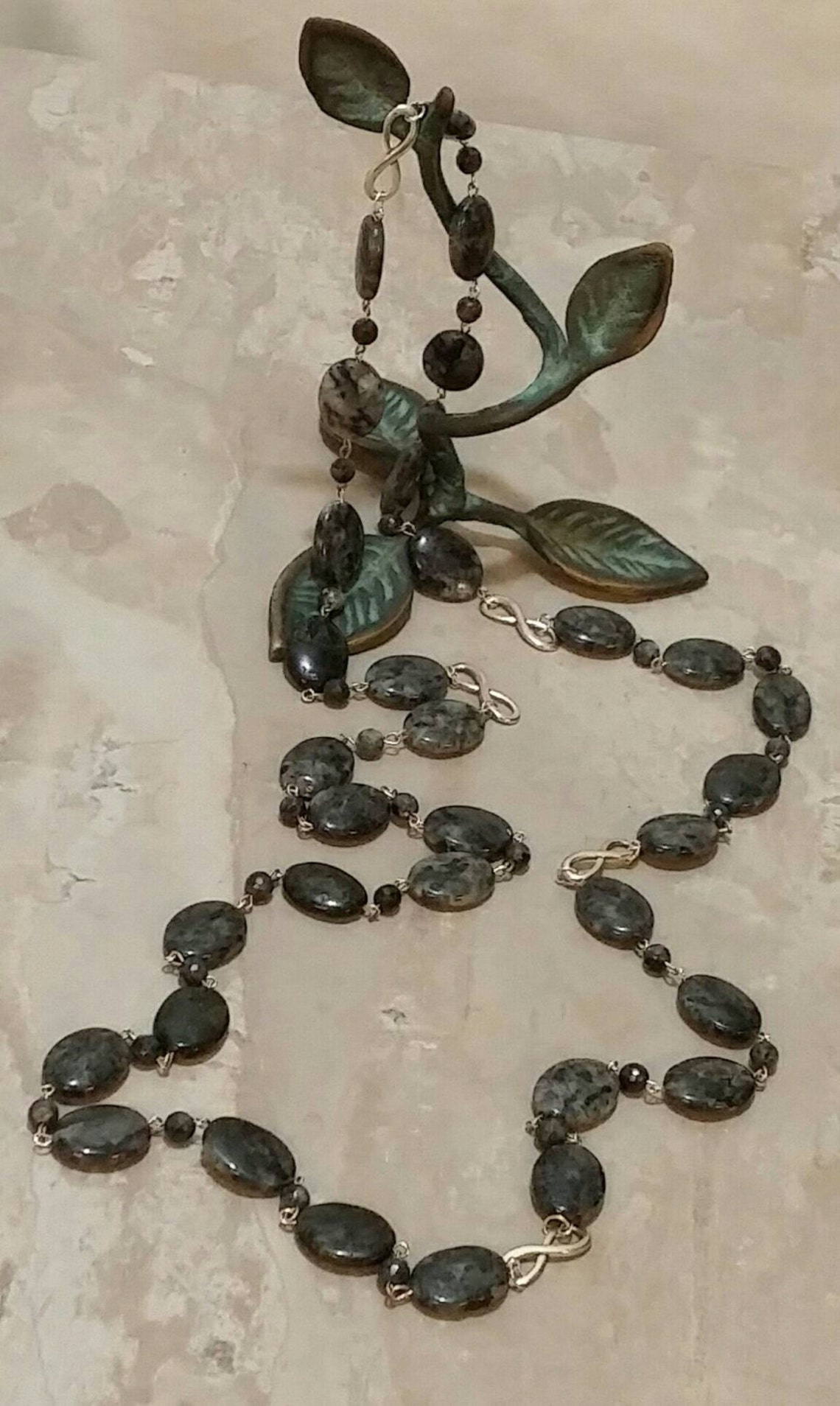 Moss Agate Chain Link Necklace With Pendant - Etsy