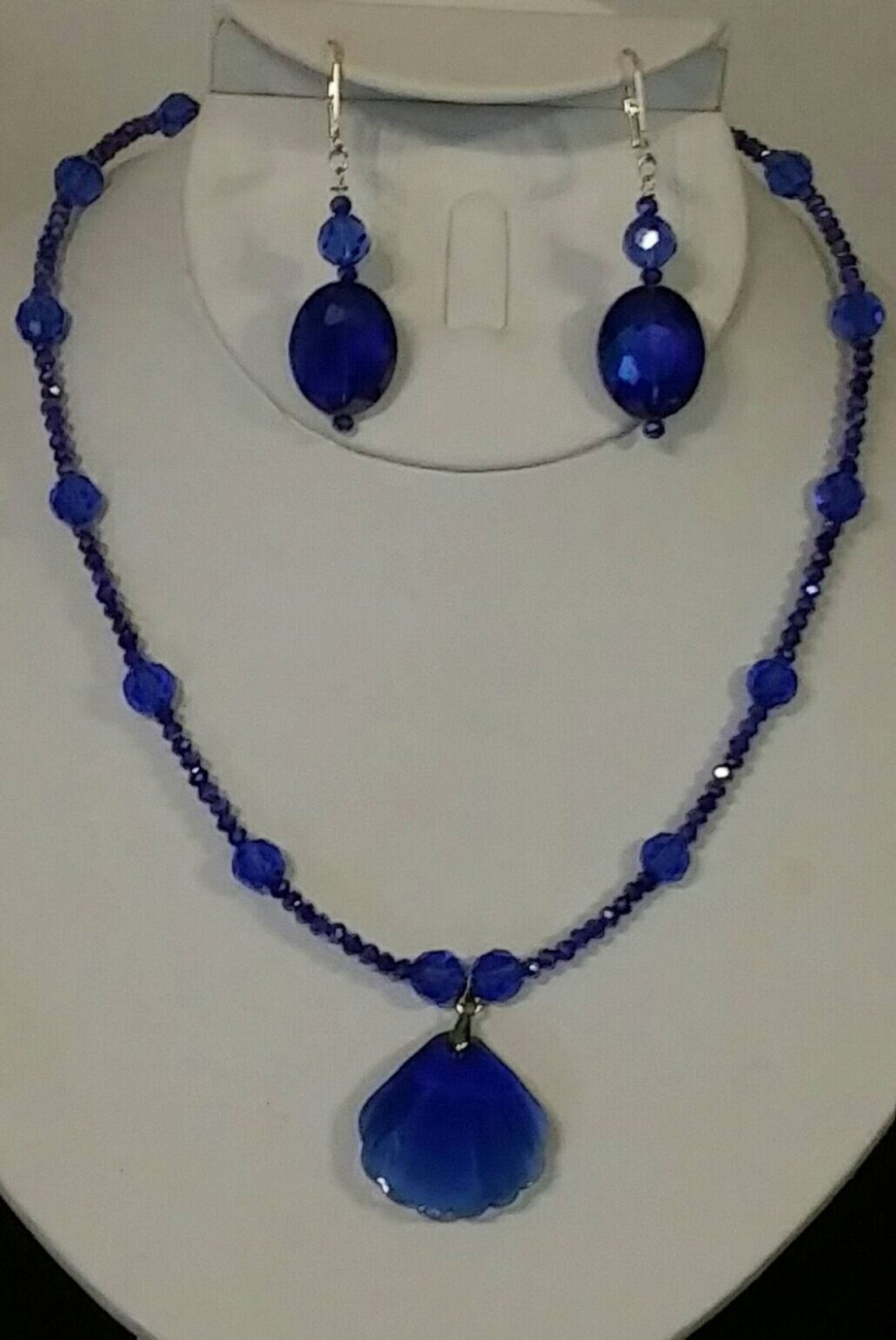 Cobalt Blue Crystal Necklace and Earrings - Etsy