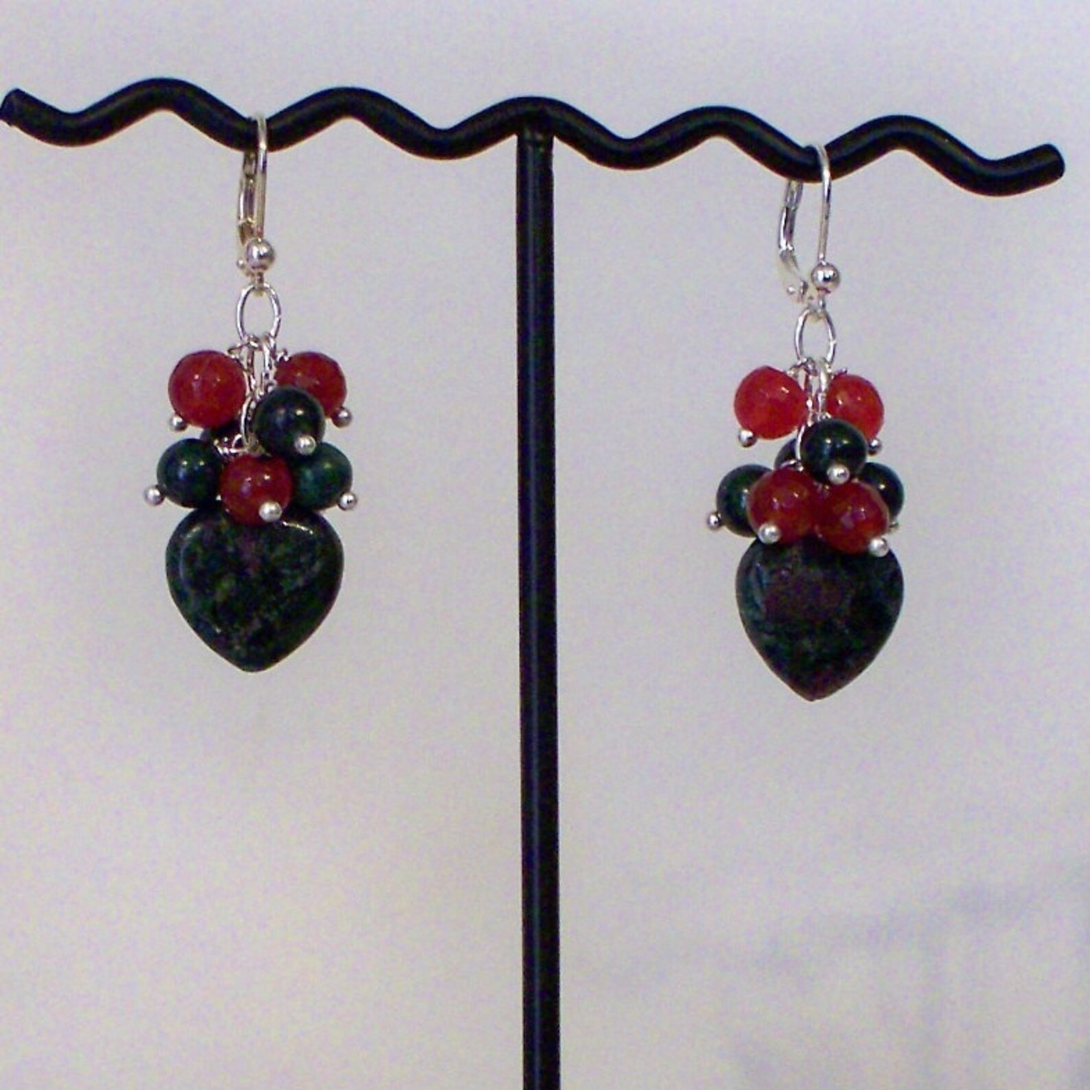 Faceted Ruby Quartz and Ruby in Zoisite Heart Earrings - Etsy