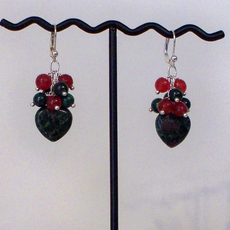 Faceted Ruby Quartz and Ruby in Zoisite Heart Earrings - Etsy