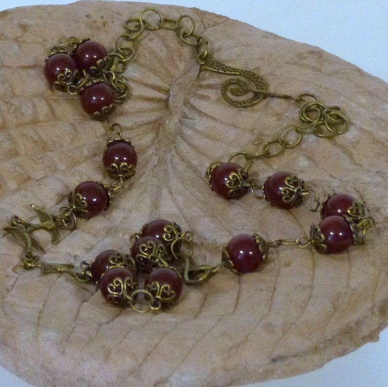 Ruby Quartz and Bronze Chain Necklace - Etsy