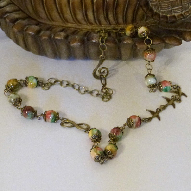 Multicolored Agate Bronze Chain Necklace - Etsy