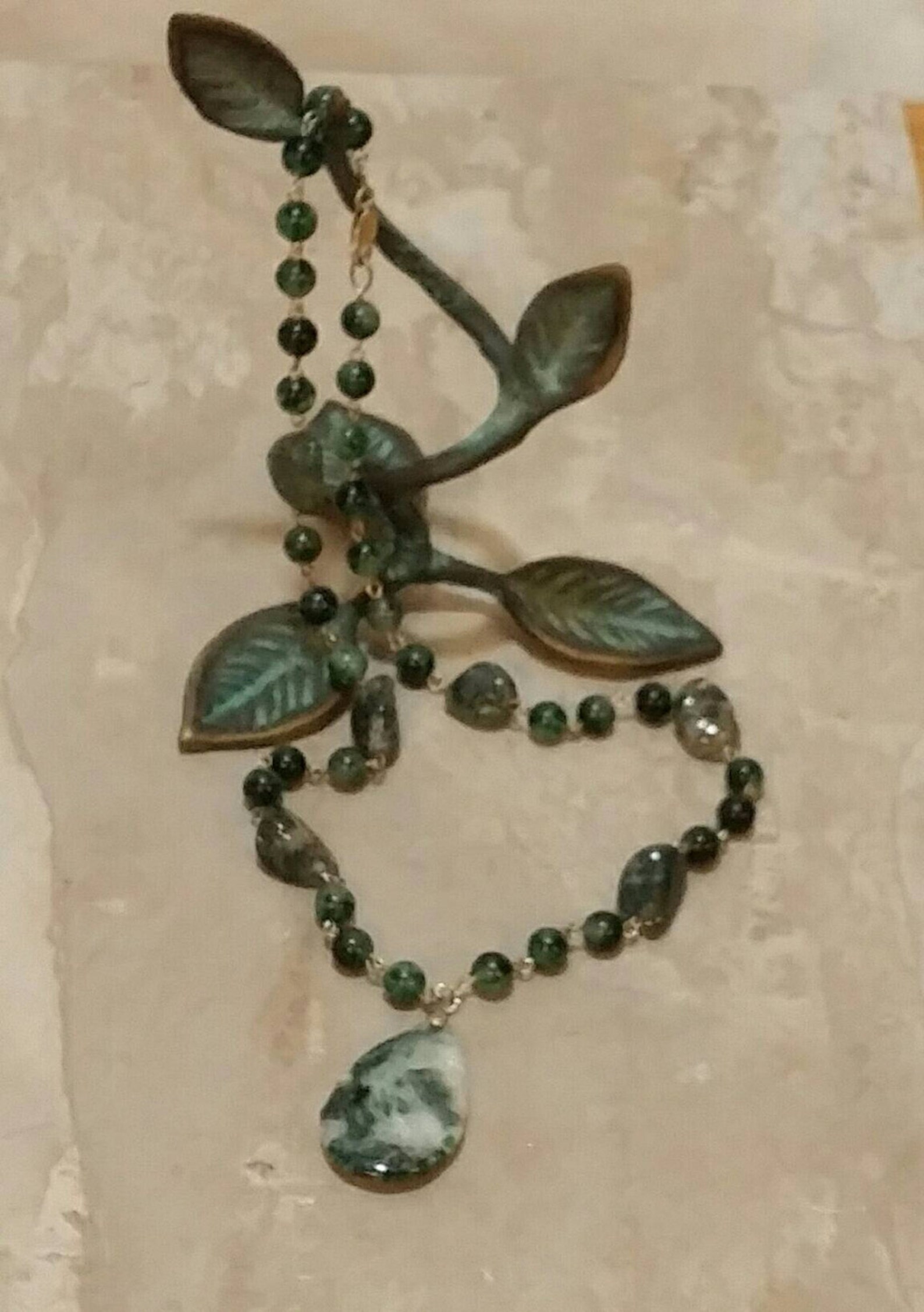 Moss Agate Chain Link Necklace With Pendant - Etsy