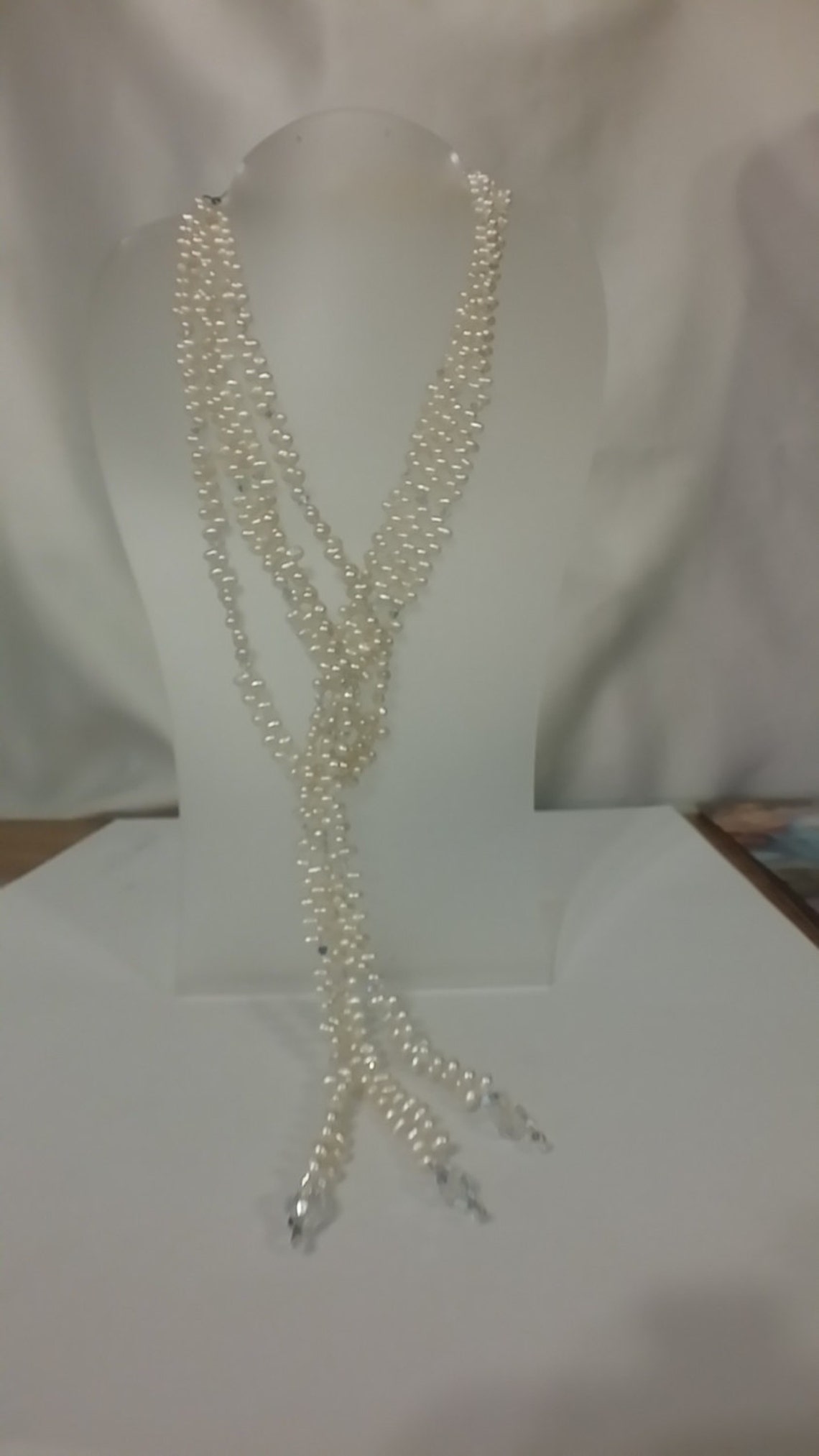 Natural Freshwater Pearl Long Lariat Necklace Etsy