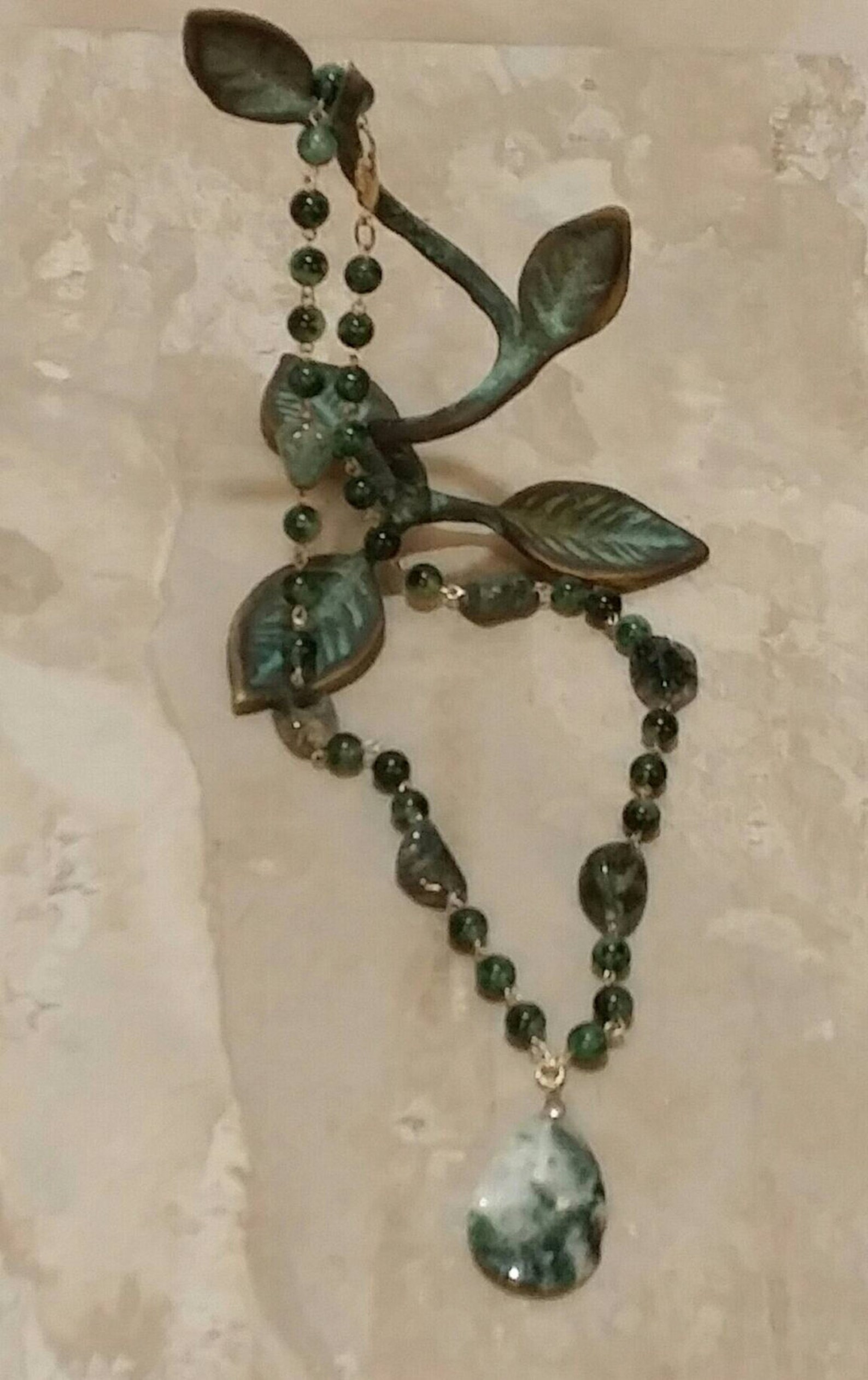 Moss Agate Chain Link Necklace With Pendant - Etsy