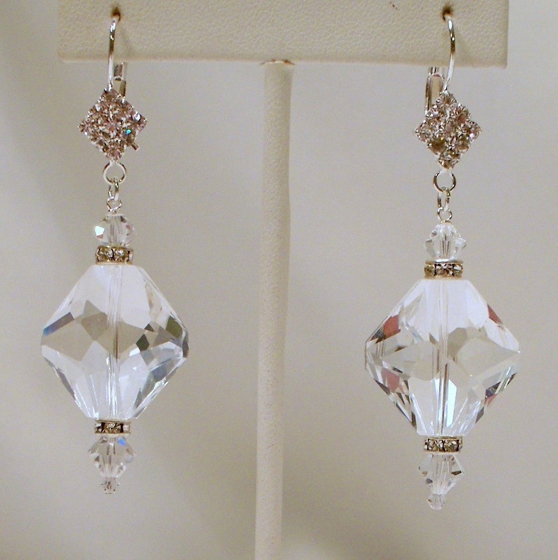 Crystal Ice and Rhinestone Leverback Earrings - Etsy