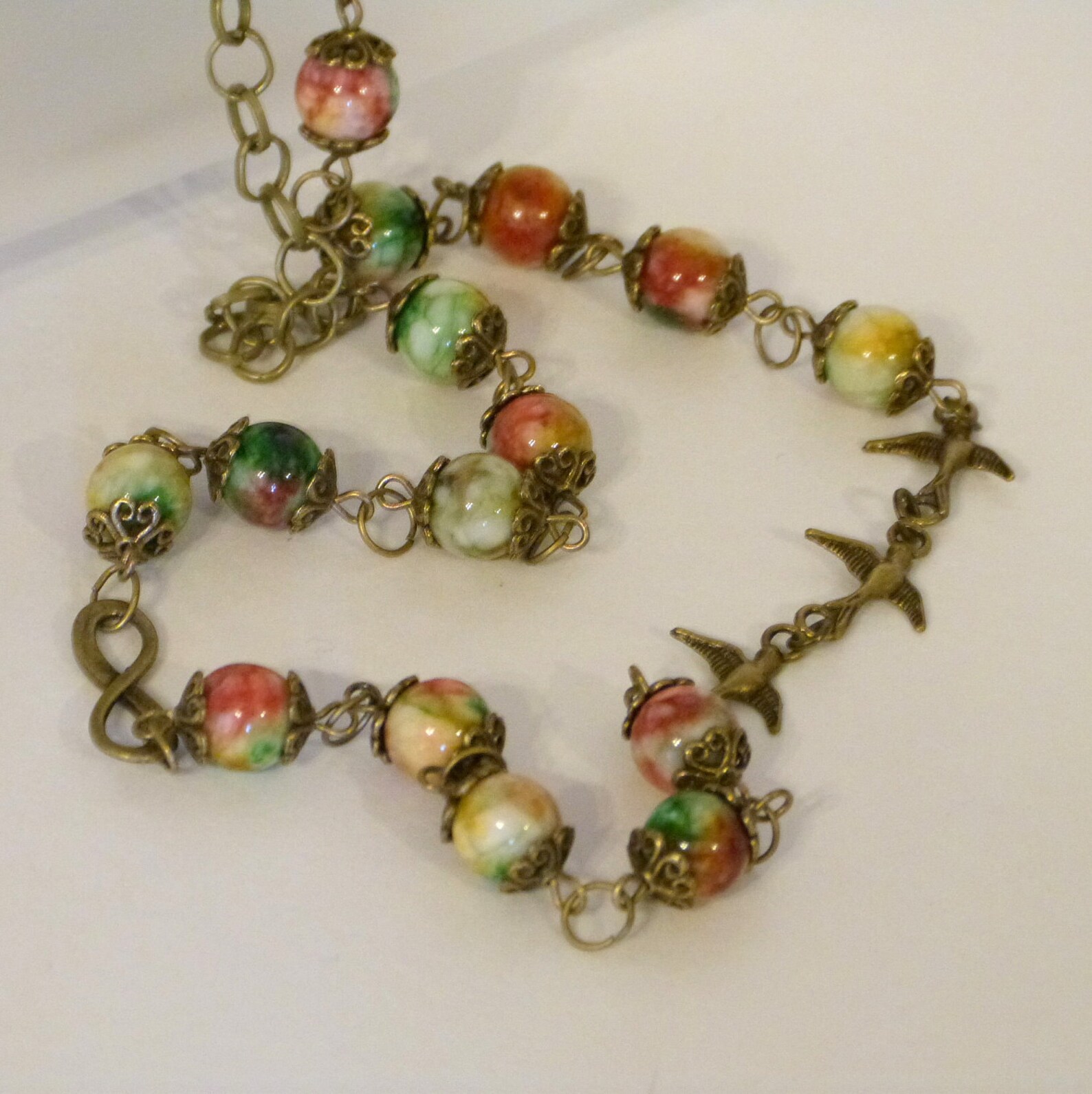 Multicolored Agate Bronze Chain Necklace - Etsy