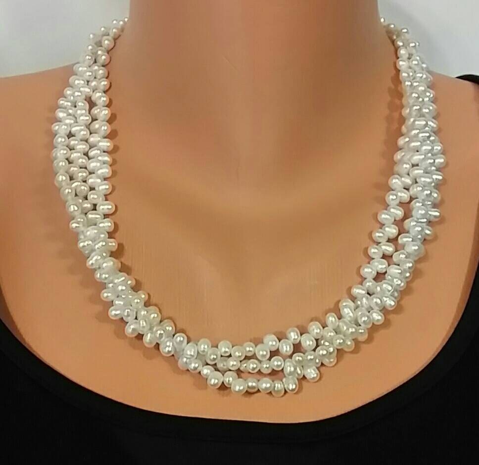 Natural Freshwater Dancing Pearls Triple Strand Necklace - Etsy