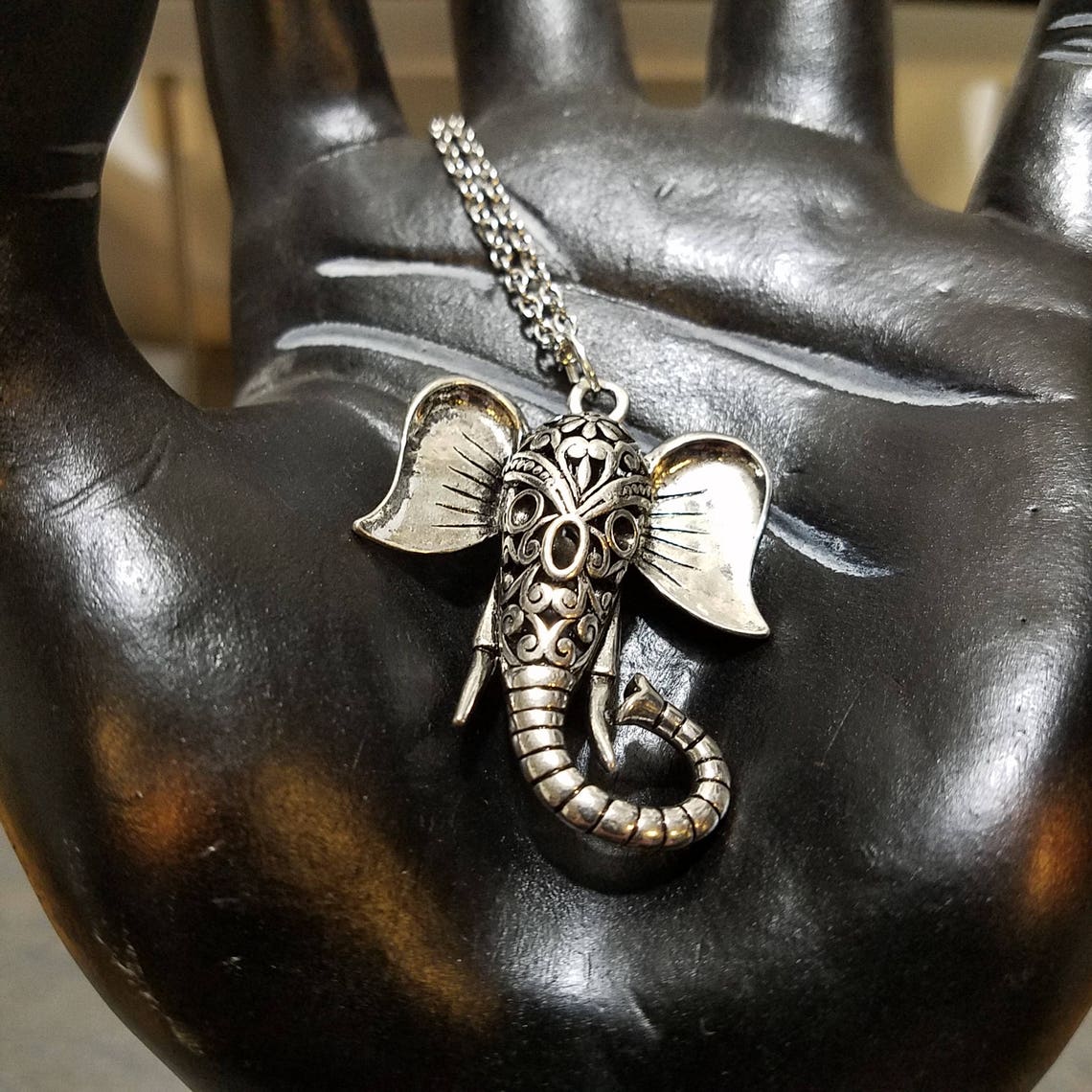 3D Elephant Stainless Steel Chain Necklace | Etsy