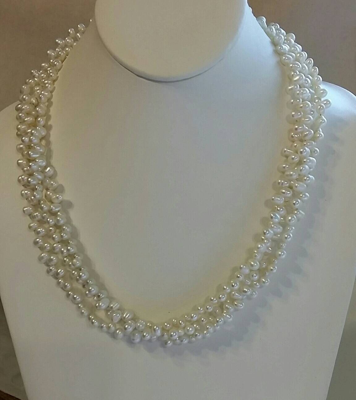 Natural Freshwater Dancing Pearls Triple Strand Necklace - Etsy