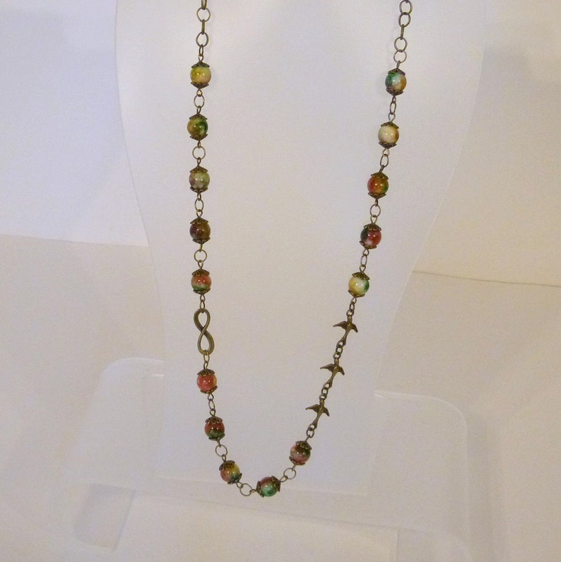 Multicolored Agate Bronze Chain Necklace - Etsy