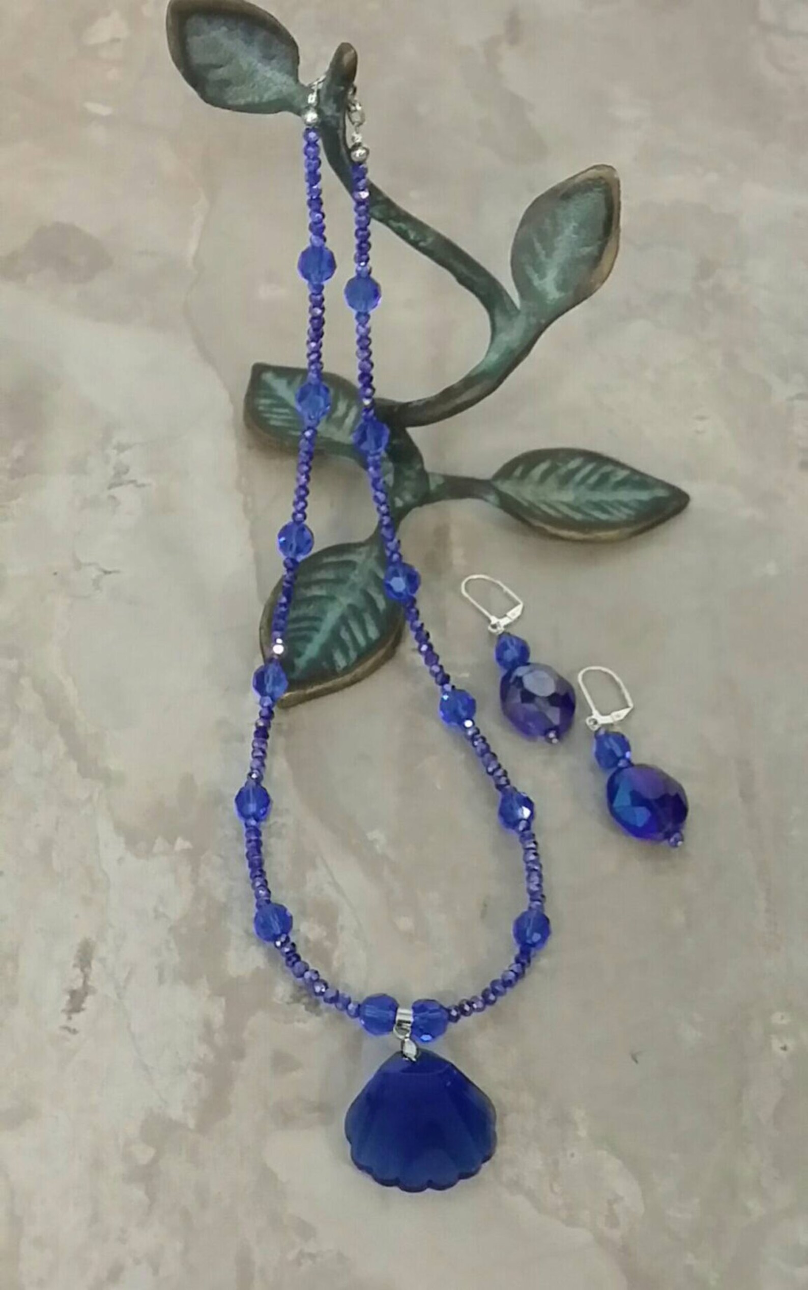 Cobalt Blue Crystal Necklace and Earrings - Etsy