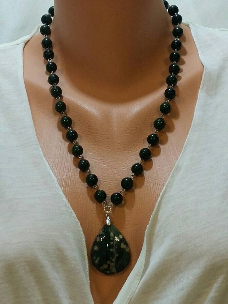 Genuine Jade and Jasper Pendant Chain Link Necklace - Etsy