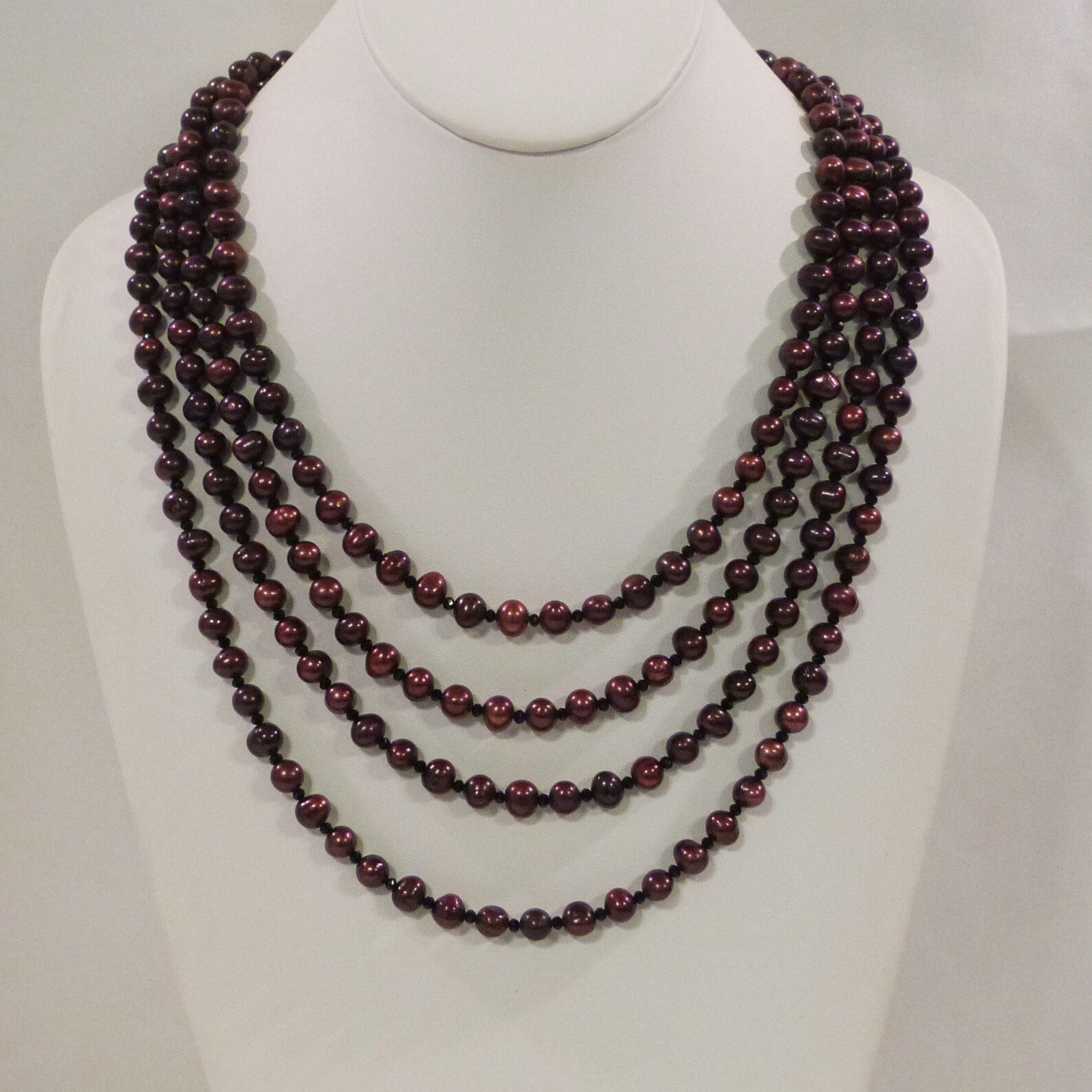 Deep Red 4 Strand Freshwater Pearl Necklace - Etsy