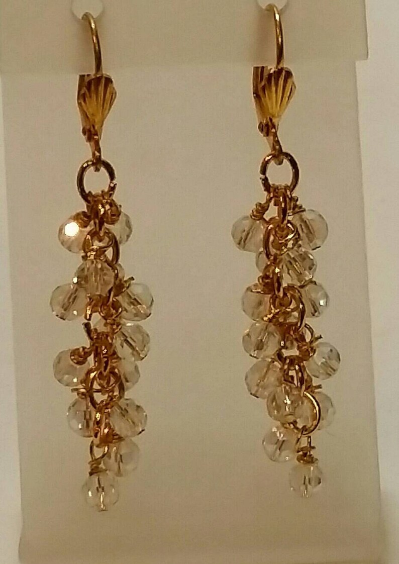 Crystal Clusters Wire Wrapped on Gold Plated Surgical Steel Lever Backs ...