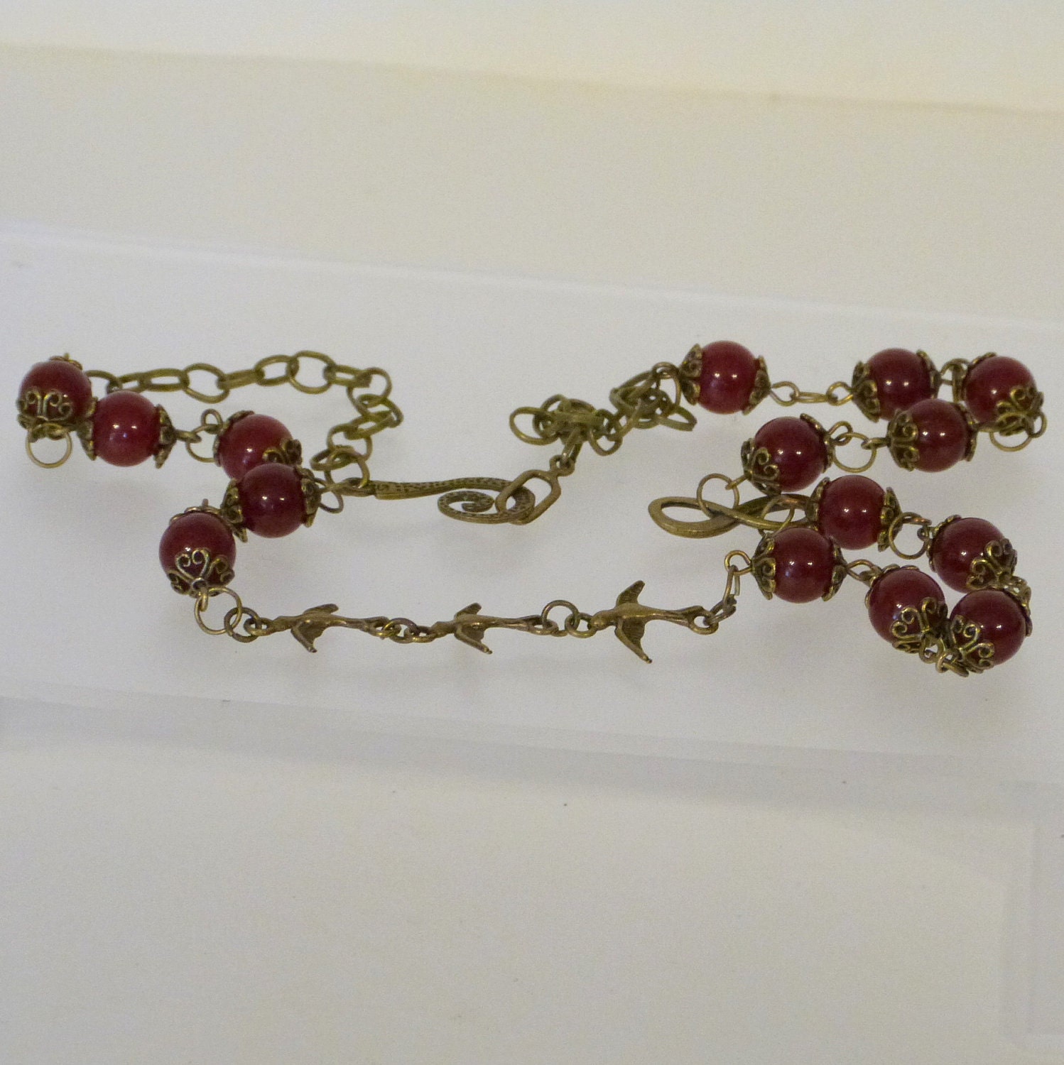 Ruby Quartz and Bronze Chain Necklace - Etsy