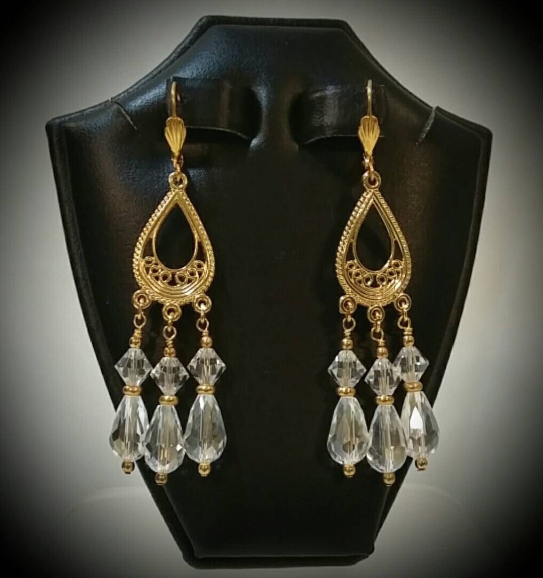 Crystal Chandeliers on Gold Hypoallergenic Leverbacks - Etsy