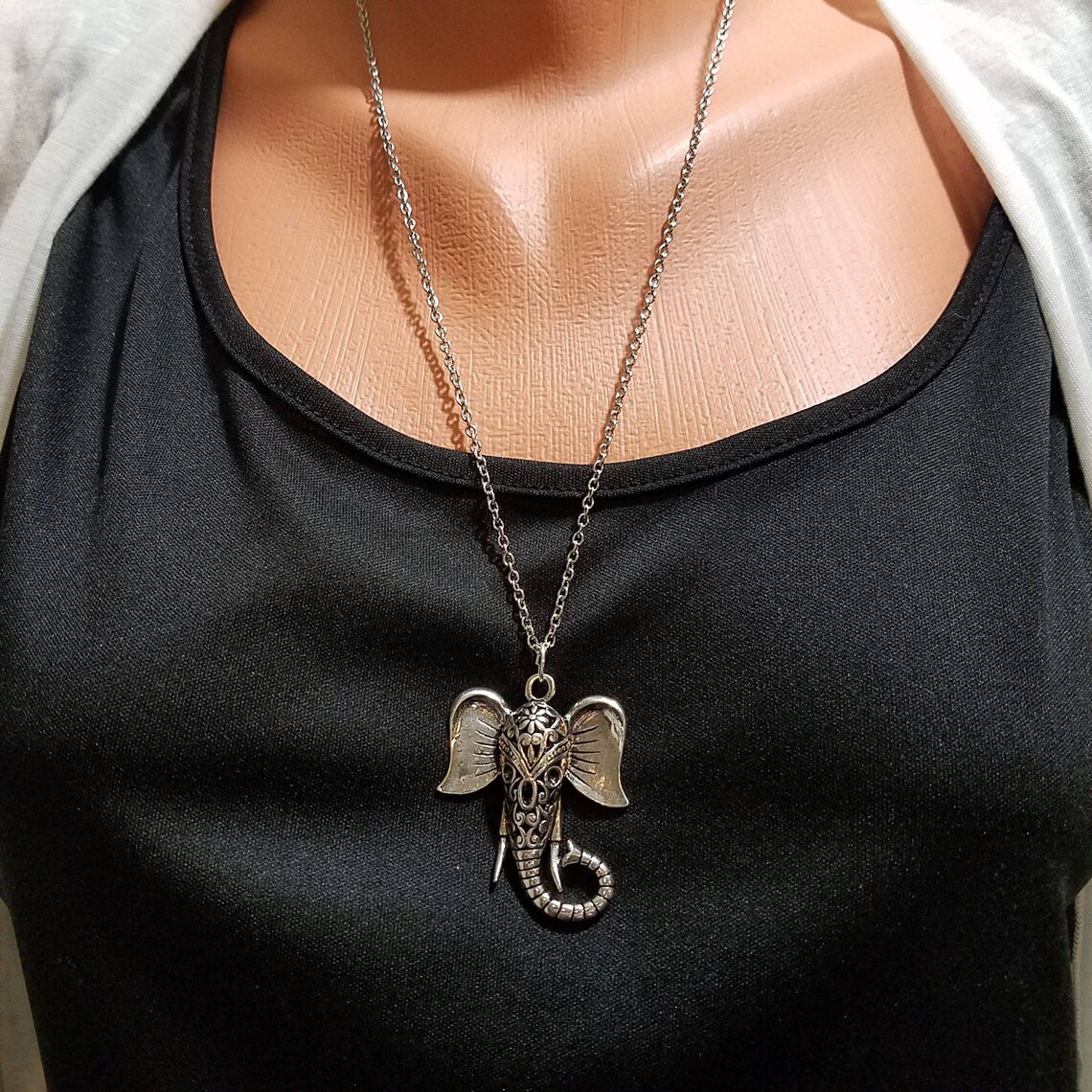 3D Elephant Stainless Steel Chain Necklace | Etsy