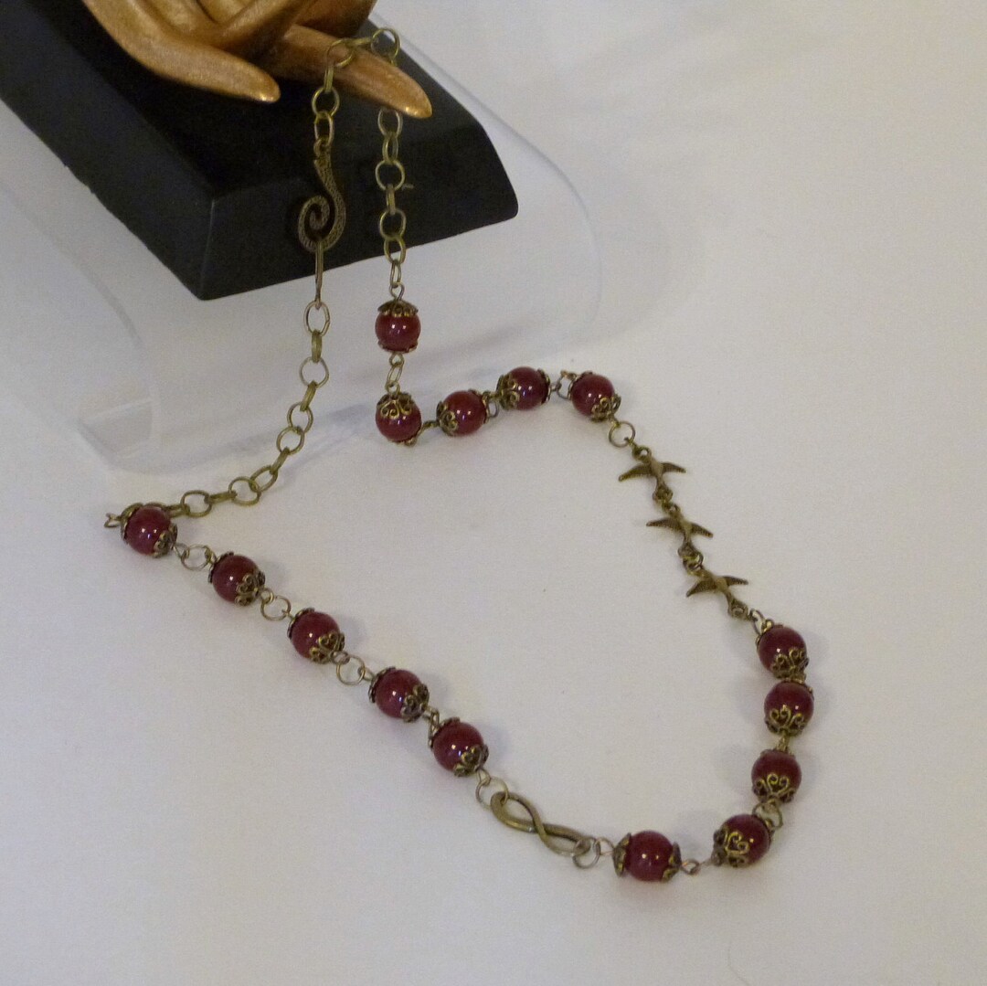 Ruby Quartz and Bronze Chain Necklace - Etsy