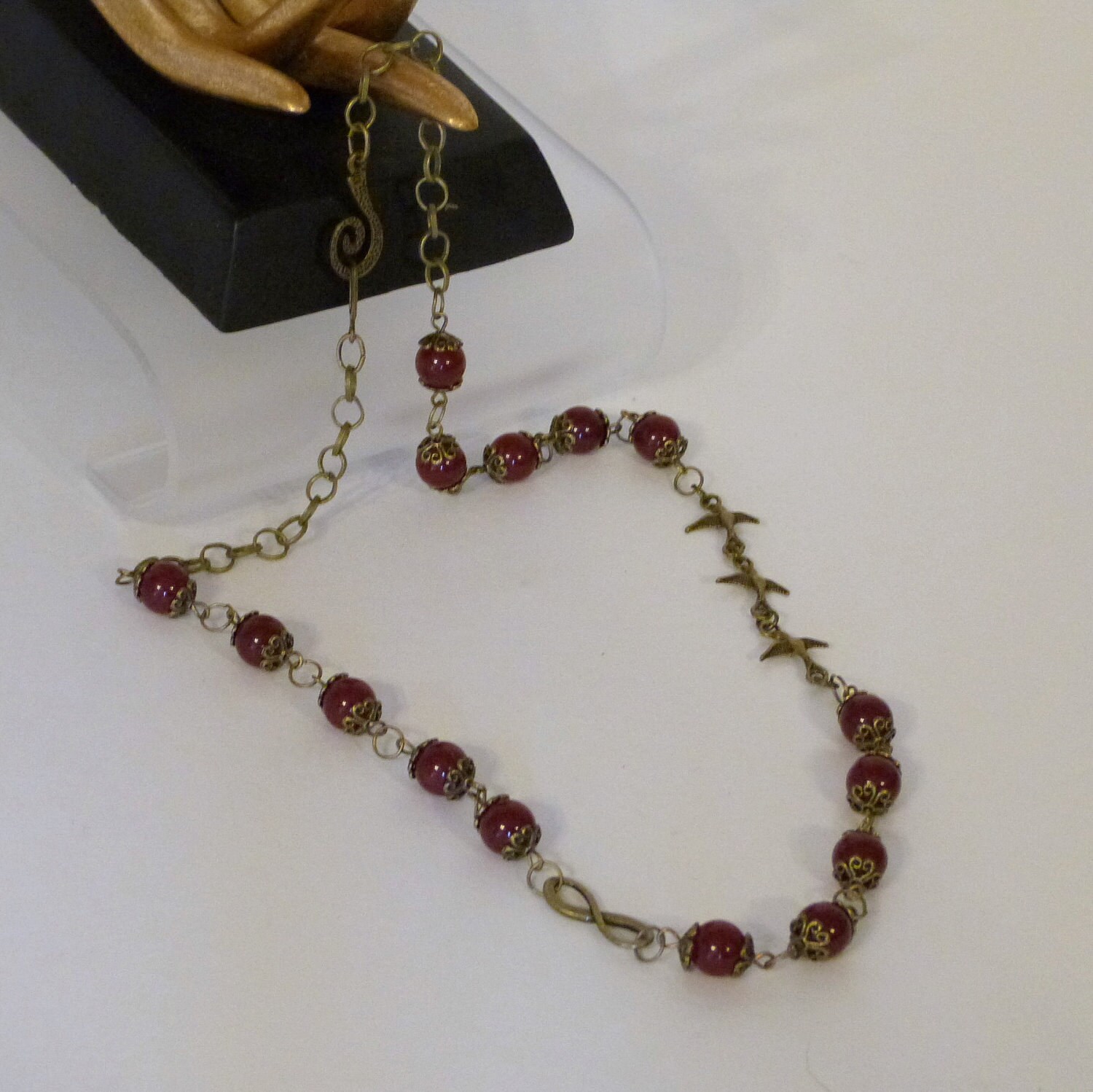 Ruby Quartz and Bronze Chain Necklace - Etsy