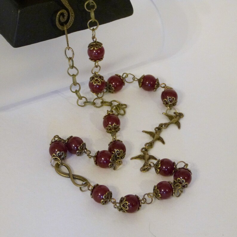 Ruby Quartz and Bronze Chain Necklace - Etsy